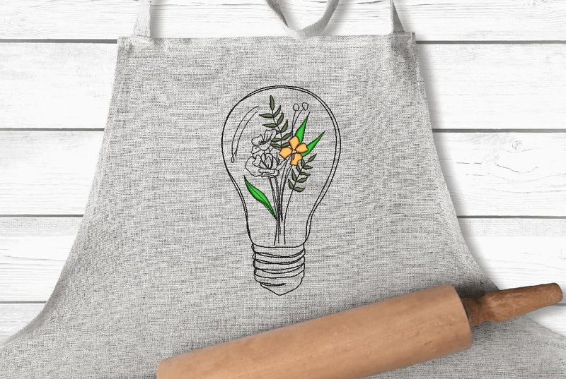 Flowers in Light Bulb Machine Embroidery Design - So Fontsy