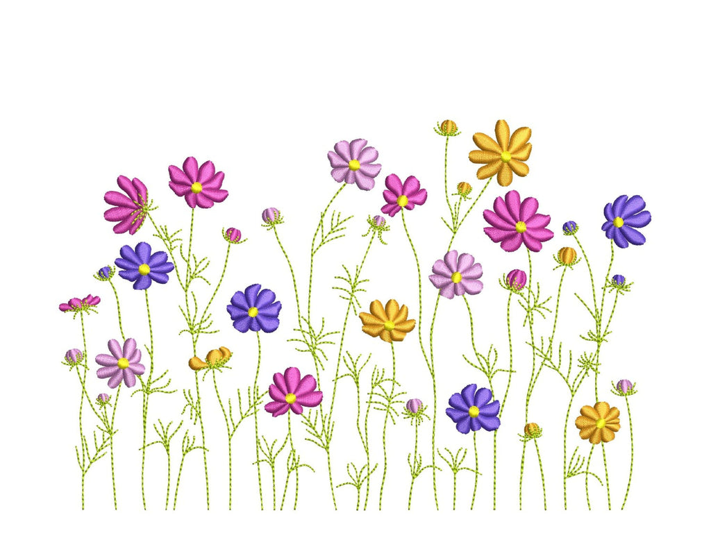 Flowers Machine Embroidery Design, 5 sizes, Instant Download - So Fontsy