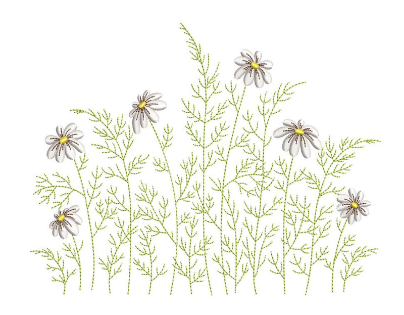 Flowers Machine Embroidery Design, Daisies Embroidery File, 4 sizes ...