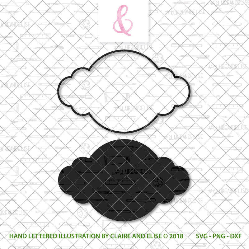 Fluffy Cloud Monogram Frame / Label Frame - SVG PNG DXF - Cut File - So ...