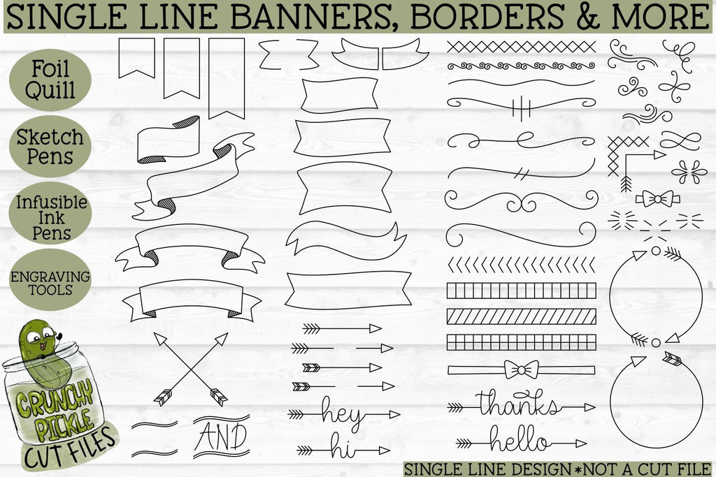 Foil Quill Banners Borders and More / Single Line Sketch SVG - So Fontsy