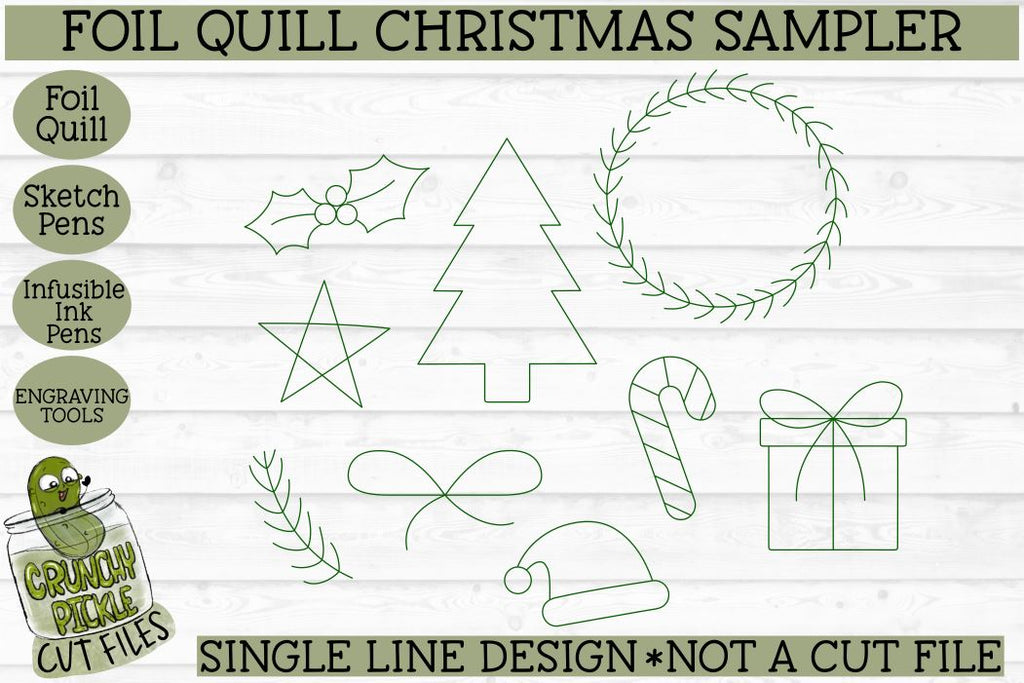 Foil Quill Christmas Sampler / Single Line Sketch SVG - So Fontsy