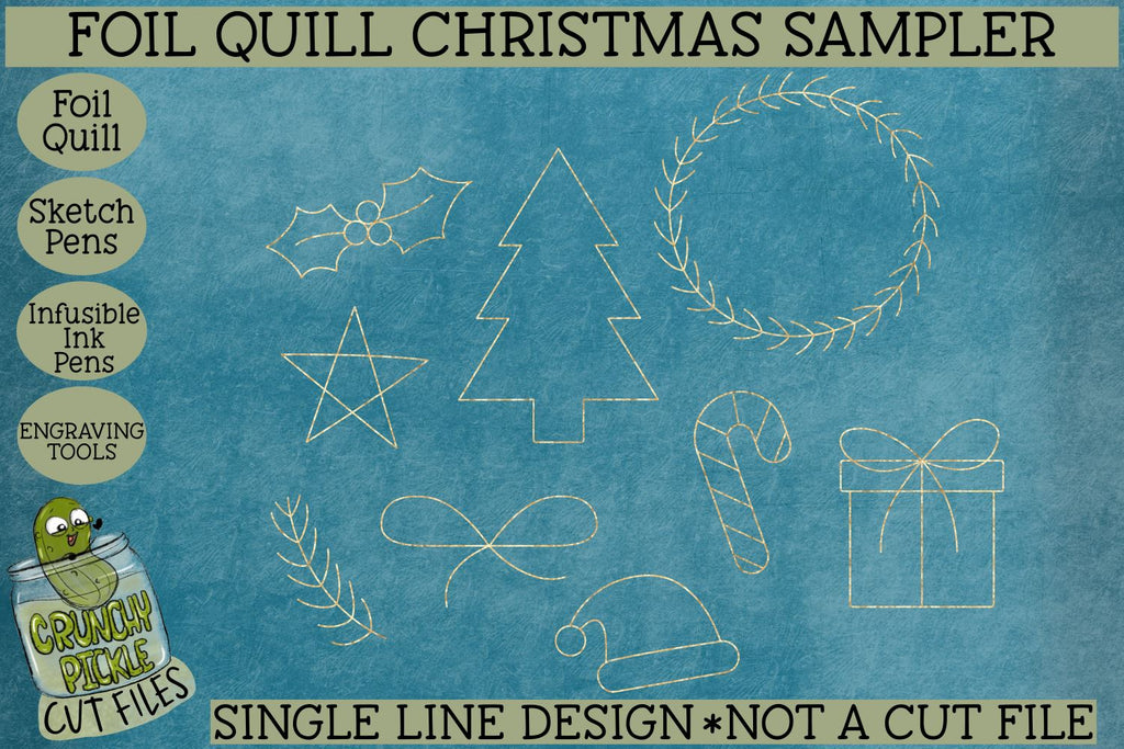 Foil Quill Christmas Sampler / Single Line Sketch SVG - So Fontsy