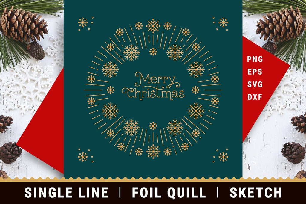 Foil Quill Christmas, Single Line Drawing Christmas SVG, DXF, Engraving ...