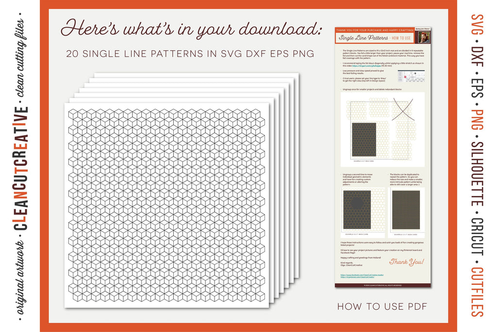 Foil Quill designs SVG | 20 Geometric Single Line Patterns - So Fontsy