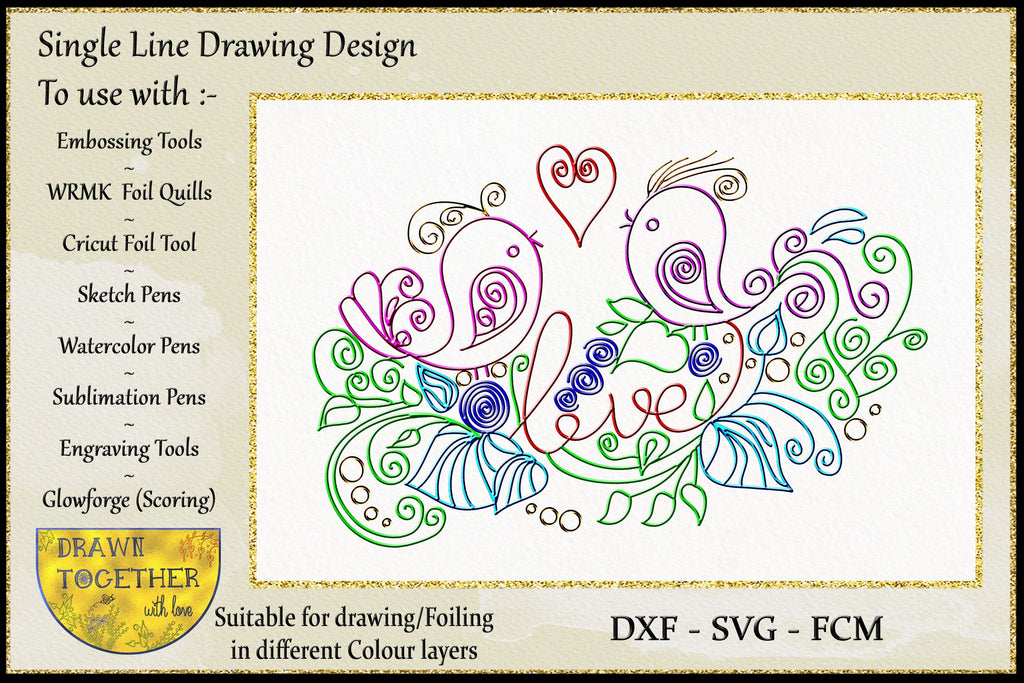 Foil Quill | Single Line | Sketch - Love Birds - So Fontsy
