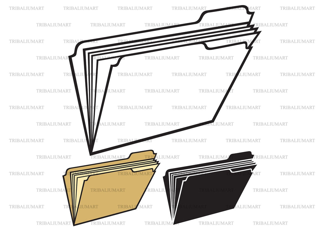 Folder. Cut files for Cricut. Clip Art silhouette (eps, svg, pdf, png ...