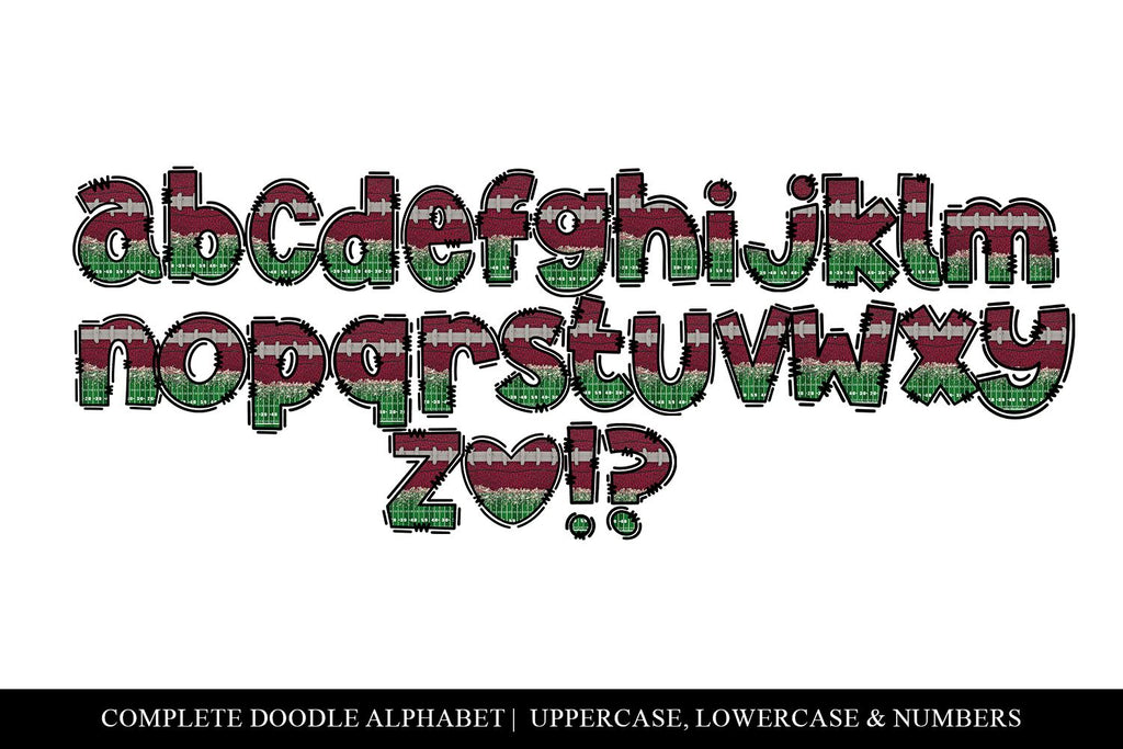Football Doodle Letters, Football Sublimation Alphabet Set - So Fontsy