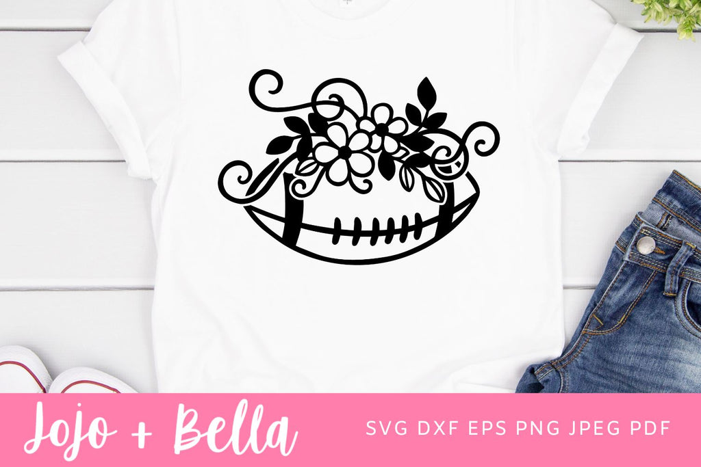 Football Flowers SVG, Floral Football, Football mom, Girls football ...