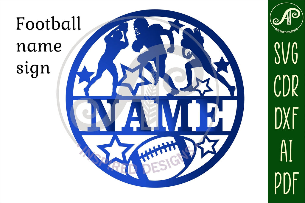 Football name sign svg laser cut template - So Fontsy