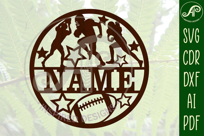 Football name sign svg laser cut template - So Fontsy