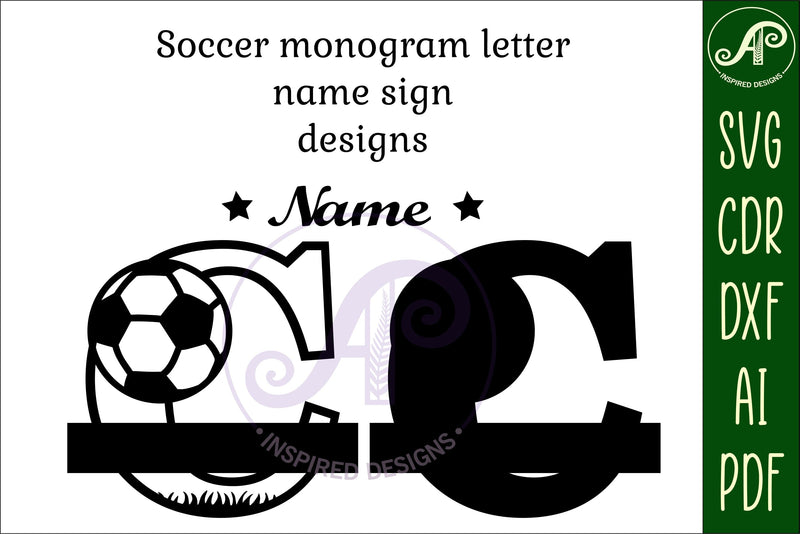 Football or Soccer Monogram C Letter - So Fontsy