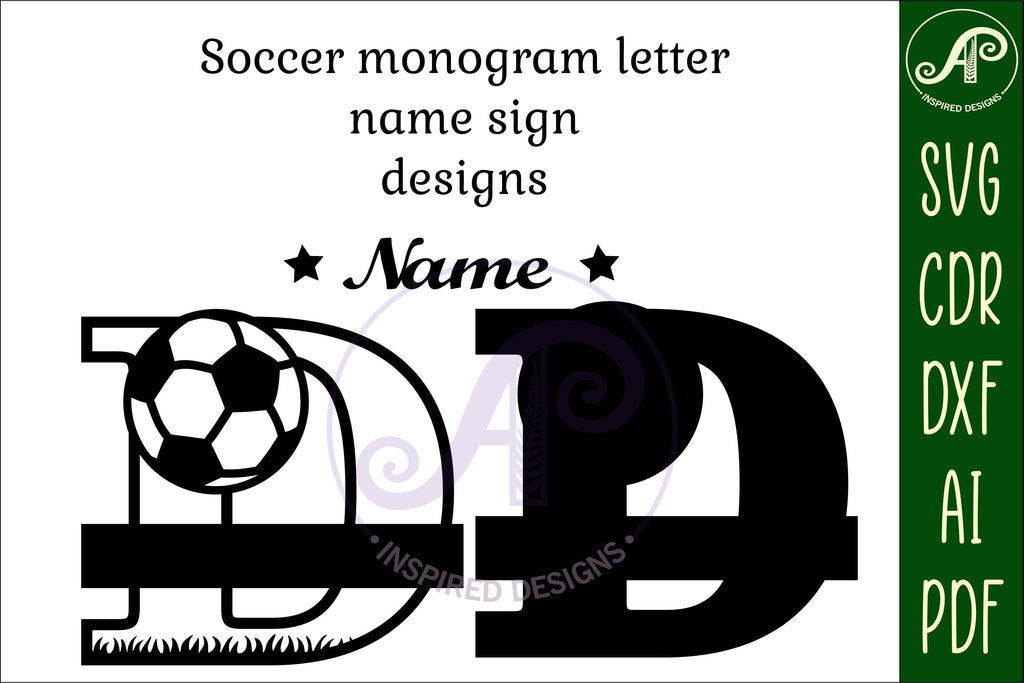 Football or Soccer Monogram D Letter - So Fontsy
