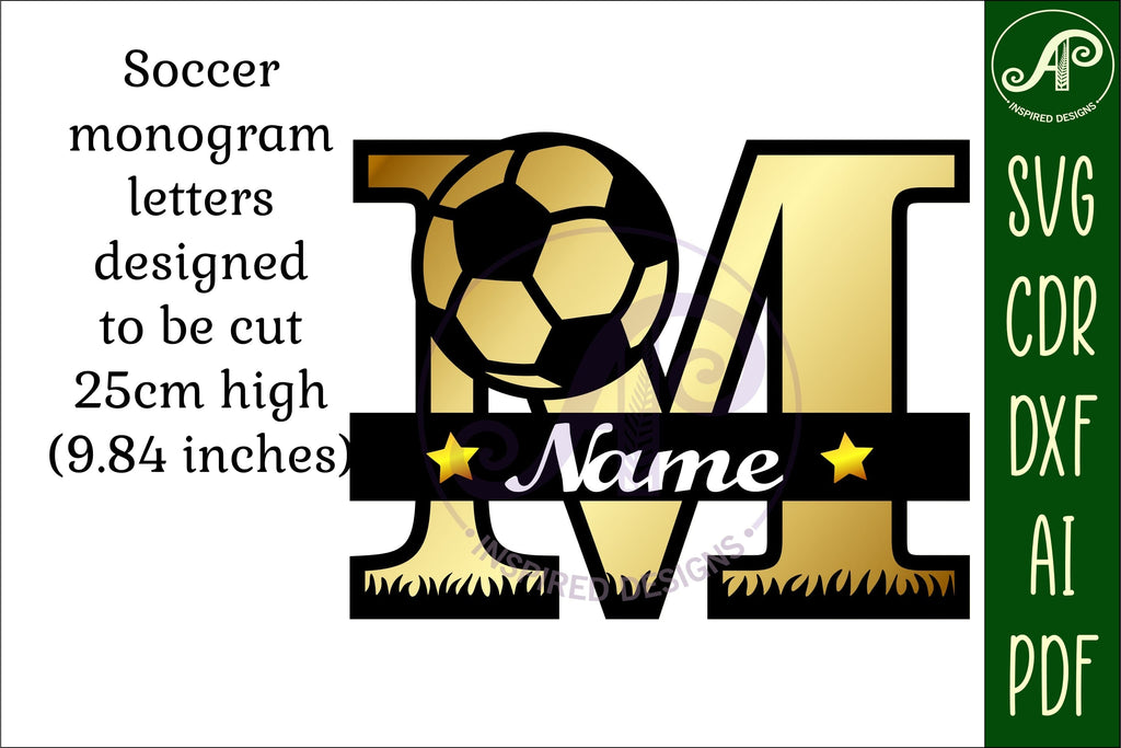 Football or Soccer Monogram M Letter - So Fontsy