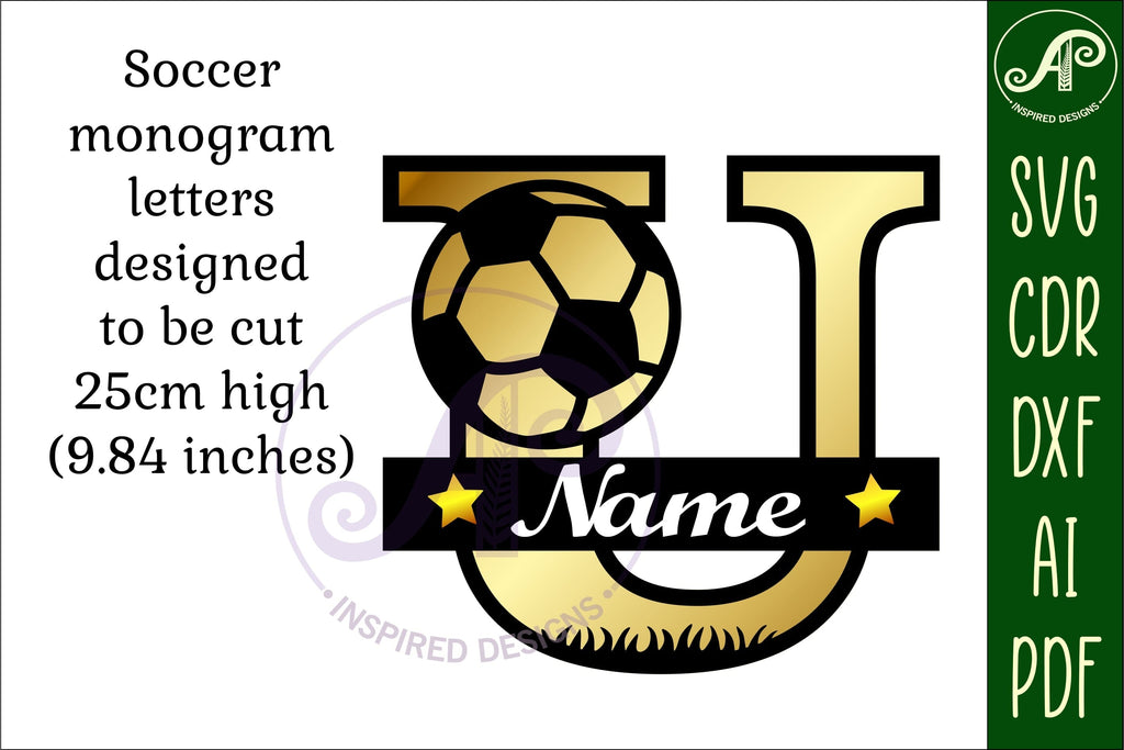 Football or Soccer Monogram U Letter - So Fontsy