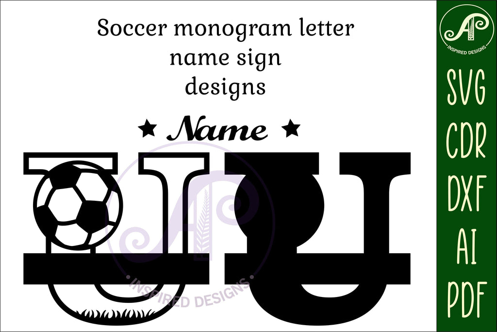 Football or Soccer Monogram U Letter - So Fontsy