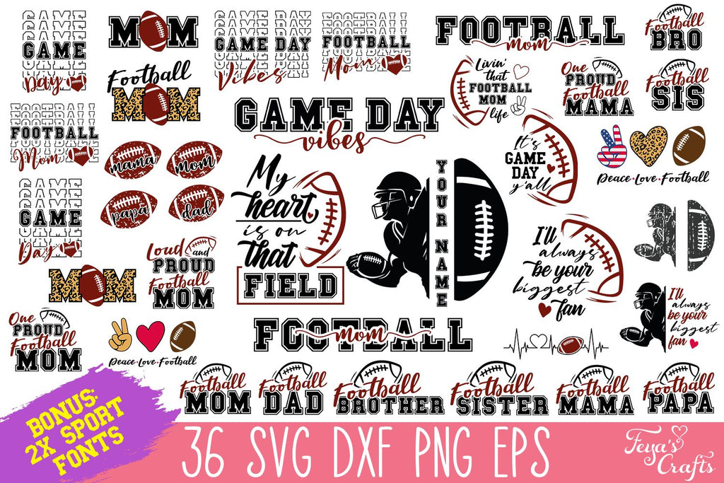 Football SVG Cut Files Bundle - So Fontsy