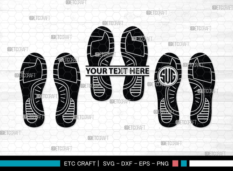 Footprints Human Shoes Monogram, Footprints Human Shoes Silhouette ...