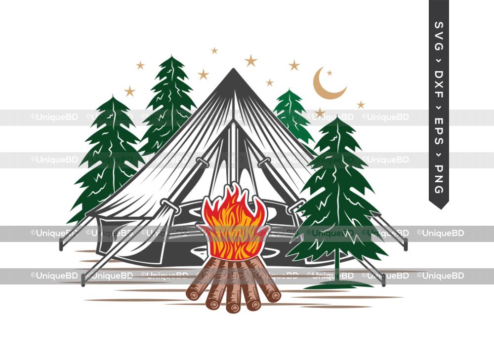 Forest Camper SVG Cut File | Camping Bucket Svg | Camp Fire Svg ...