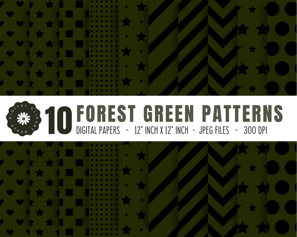 Forrest Green Patterns - 10 - 12" inch x 12" inch Digital Papers - So ...