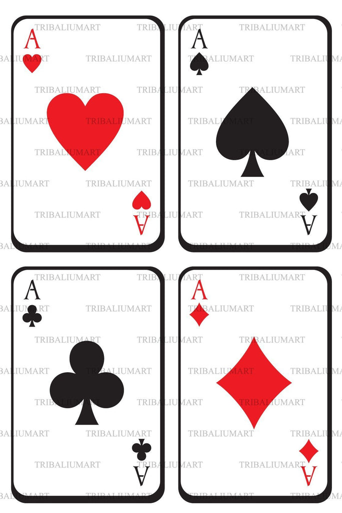 Four Aces Playing Cards. Cut files for Cricut. Clip Art silhouettes ...