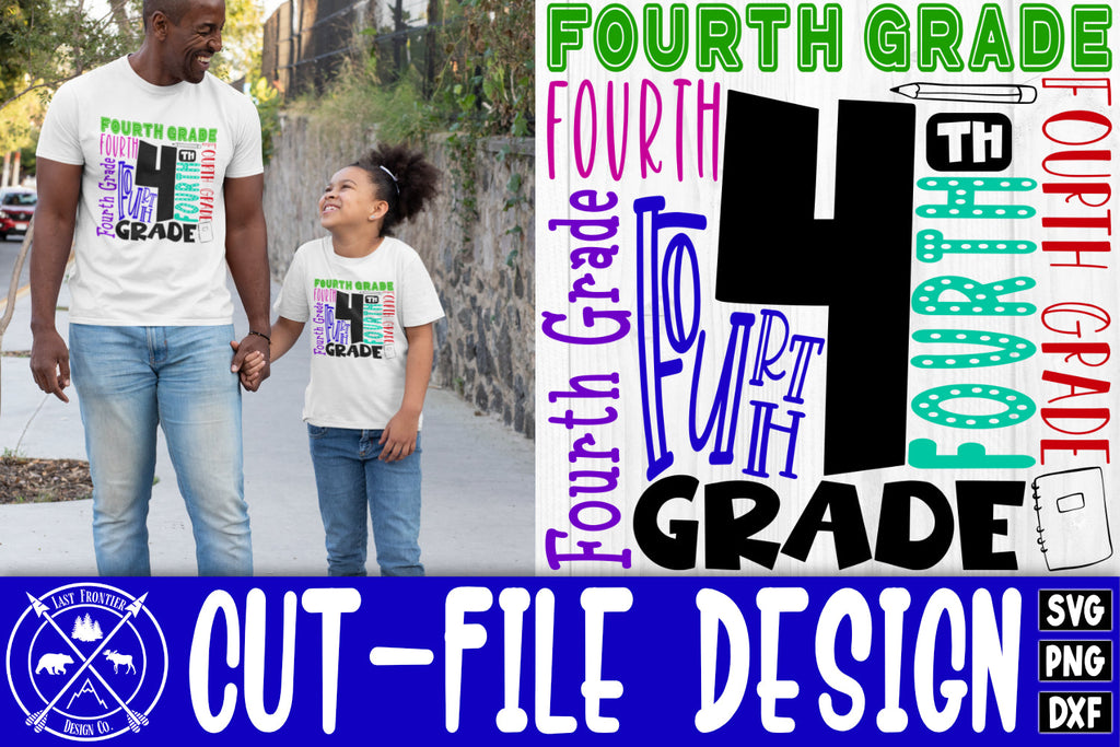 Fourth Grade Typography Cut File|Fourth Grade SVG - So Fontsy