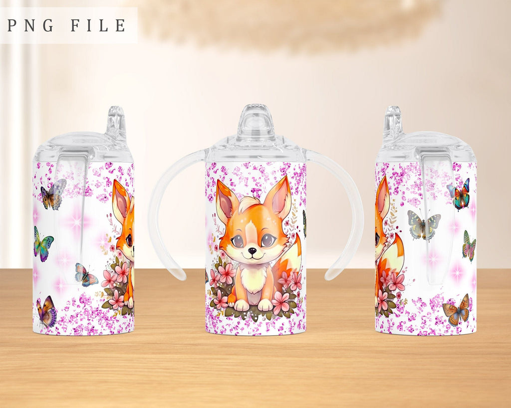 Fox Cub Sippy Cup Wrap, 12oz Sippy Cup Sublimation Design, Little Fox ...