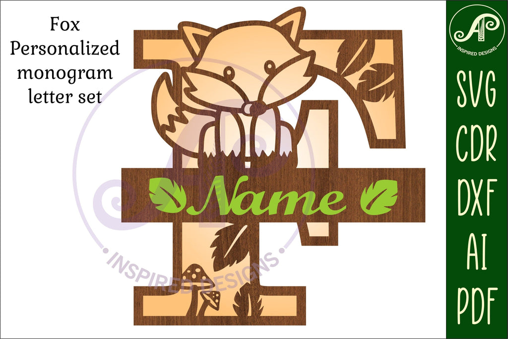 Fox monogram letter Name signs 3 layer design Bundle - So Fontsy