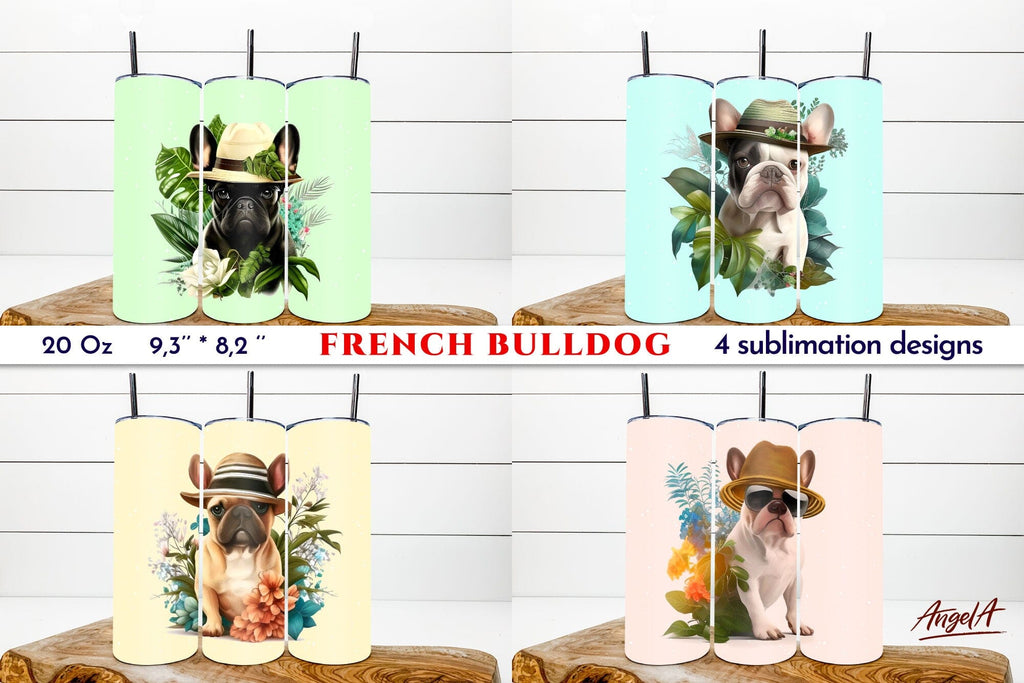 French bulldog summer tumbler bundle/Dog tumbler sublimation - So Fontsy
