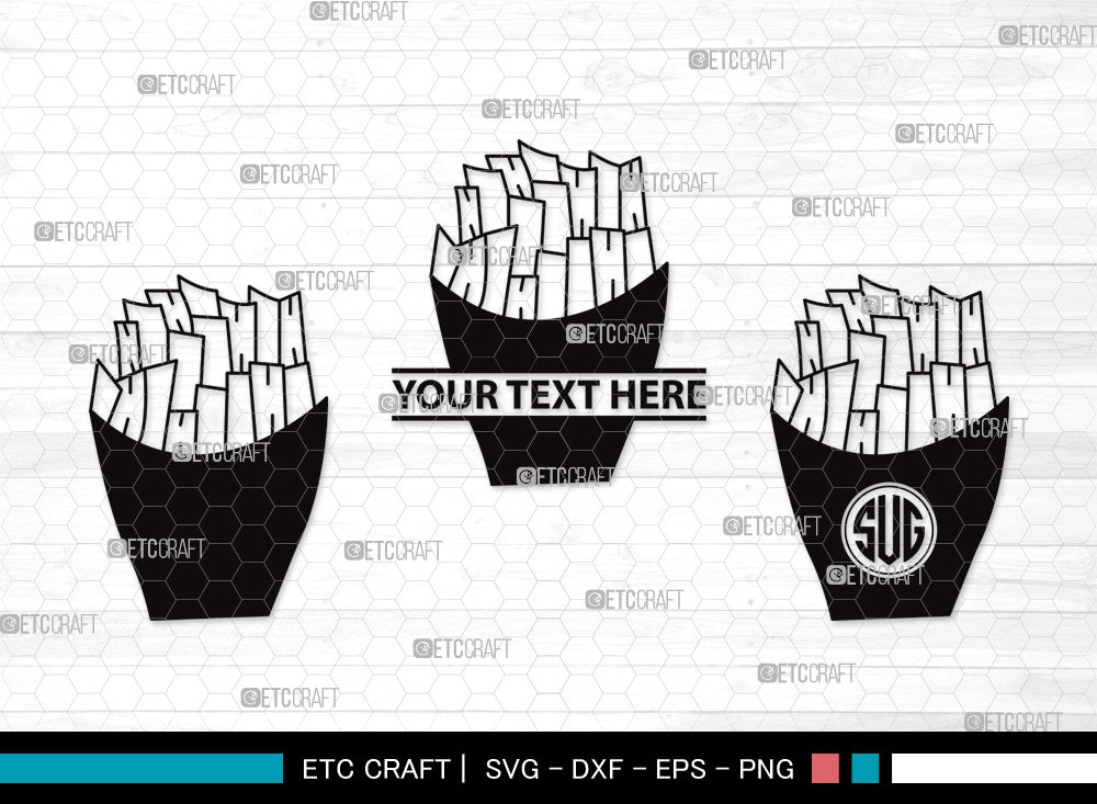 French Fries Monogram SVG | Fries Svg | Fast Food Svg | Snack Svg ...