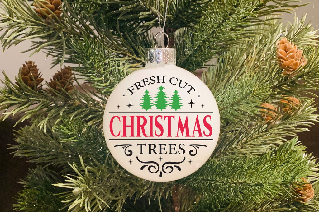 Fresh Cut Christmas Trees Round Sign SVG - So Fontsy
