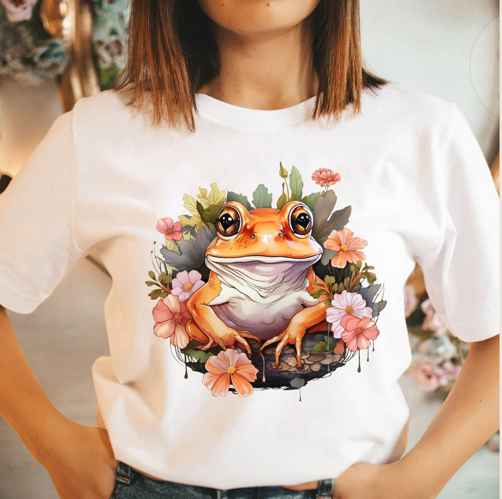 Frog with Flowers Sublimation - Floral frog PNG Sublimation Design ...