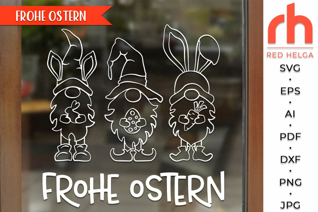 Frohe Ostern SVG, Easter Gnomies DXF, Germany Window Decor Cut File ...