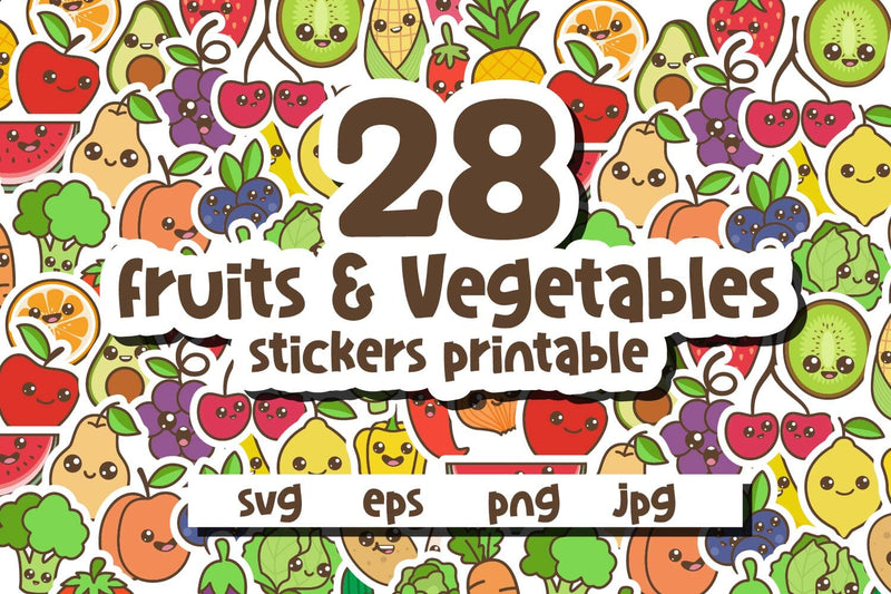 Fruits and Vegetables Stickers printable - So Fontsy