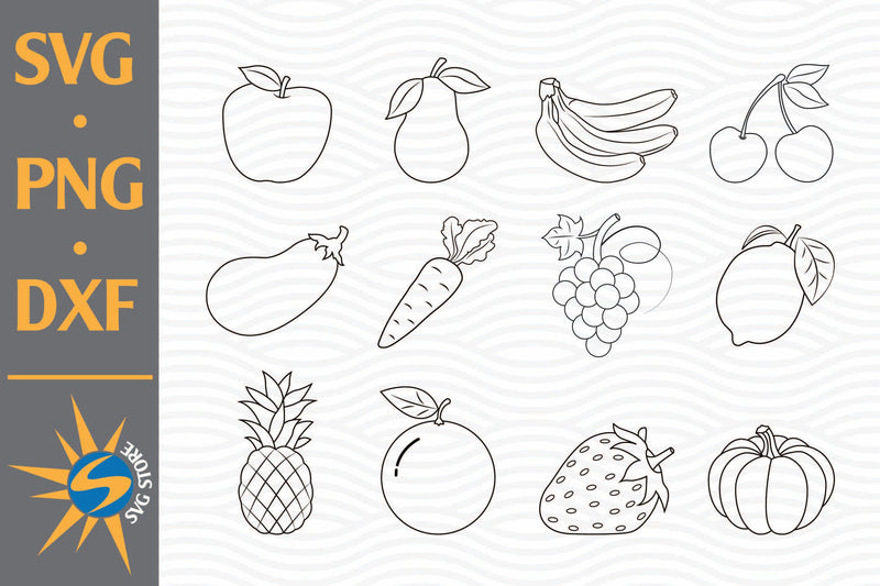 Fruits and Vegetables SVG, PNG, DXF Digital Files Include - So Fontsy