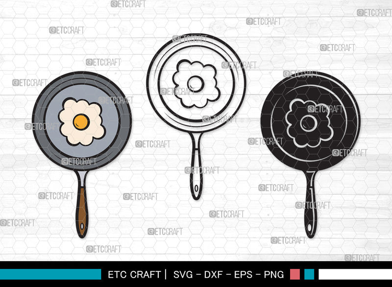 Frying Pan Clipart SVG | Skillet Pan Svg | Egg Frying Pan Svg | Cast ...