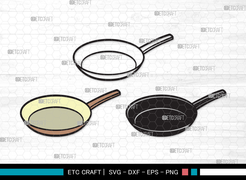 Frying Pan Clipart SVG | Skillet Pan Svg | Egg Frying Pan Svg | Cast ...