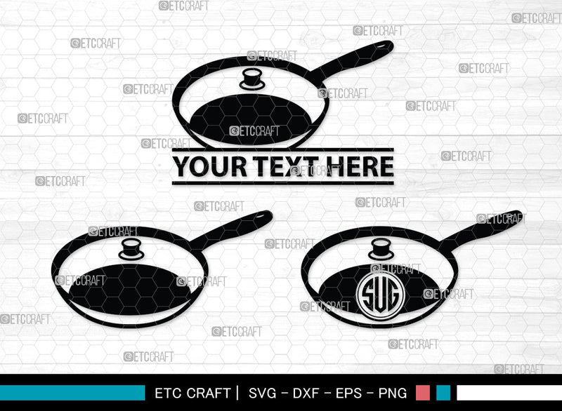 Frying Pan Monogram SVG | Skillet Pan Svg | Egg Frying Pan Svg | Cast ...