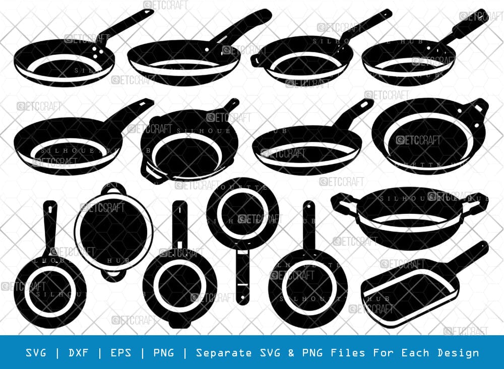 Frying Pan Silhouette, Frying Pan SVG, Cooking Pan Svg, Non Stick Pan ...