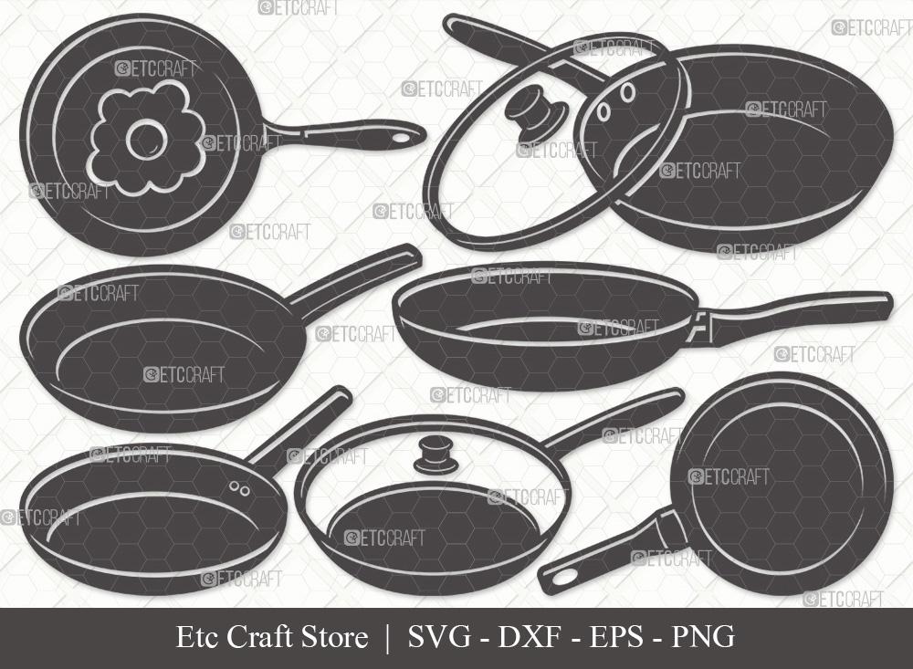 Frying Pan Silhouette SVG Cut File | Skillet Pan Svg | Egg Frying Pan ...