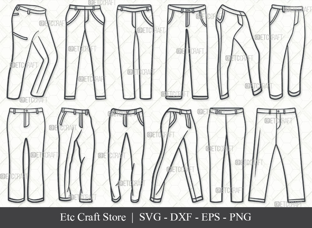 Full Pant SVG, Full Pant Outline, Long Pant Svg, Pant Icon Svg, Jeans ...