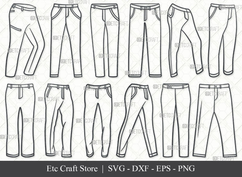 Full Pant SVG, Full Pant Outline, Long Pant Svg, Pant Icon Svg, Jeans ...