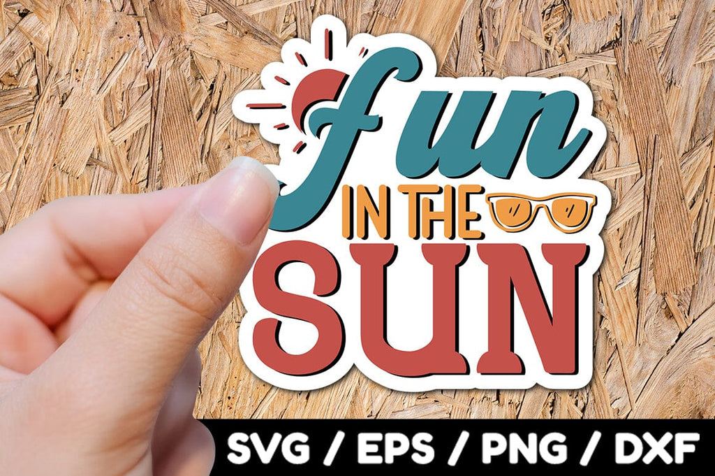 fun in the sun Retro stickers - So Fontsy