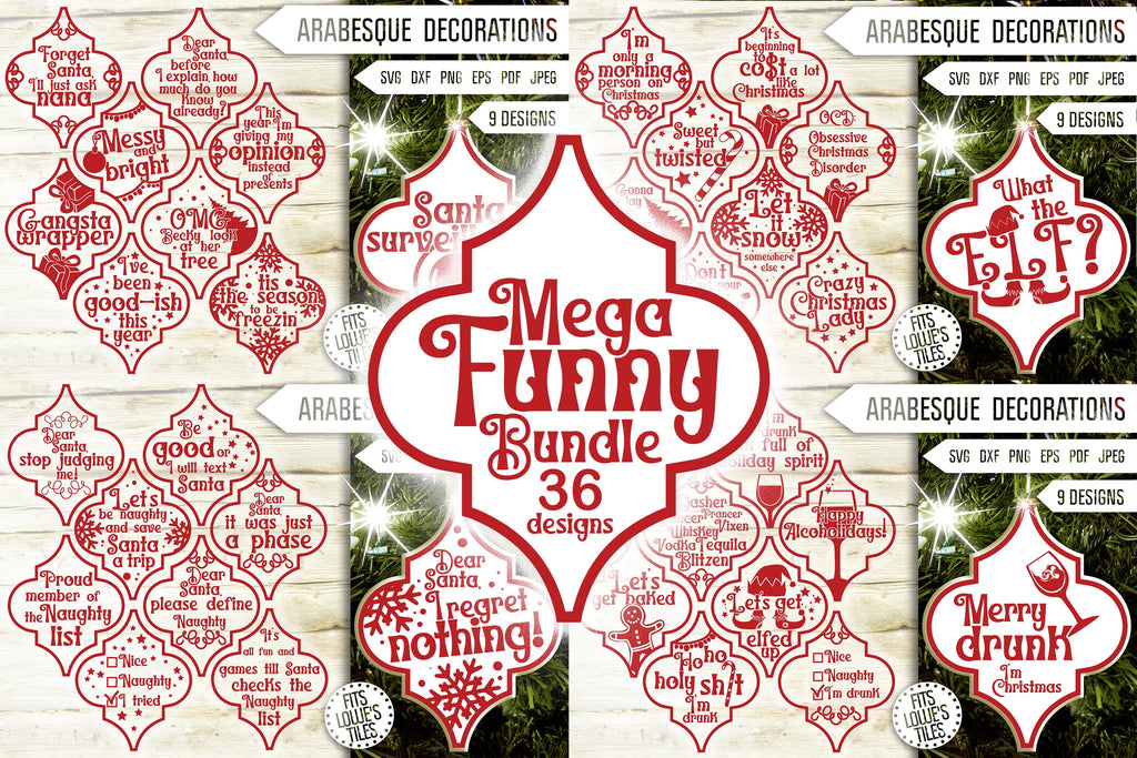 Funny Arabesque Christmas Ornament Svg Mega Bundle. Arabesque Tile ...