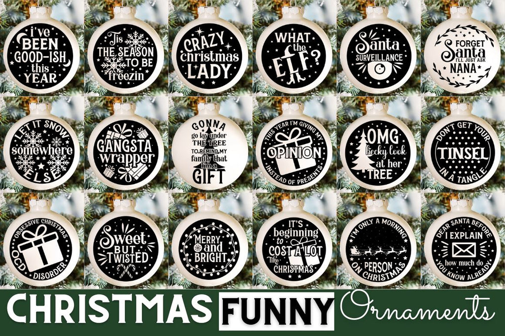 Funny Christmas Ornament SVG Bundle - So Fontsy