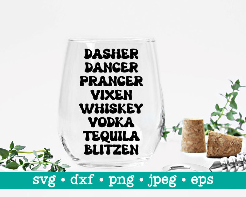 Funny christmas svg, Dasher dancer prancer vixen whiskey vodka tequila ...