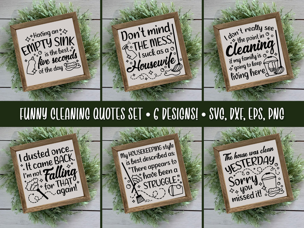 Funny Cleaning Quotes SVG Bundle - So Fontsy