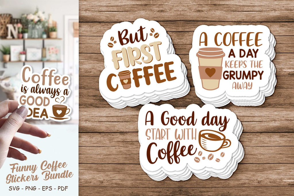Funny Coffee Stickers Bundle, Coffee Sticker Bundle, Stickers Bundle ...