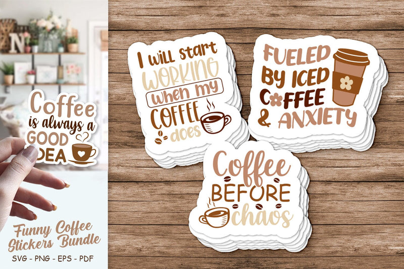 Funny Coffee Stickers Bundle, Coffee Sticker Bundle, Stickers Bundle ...