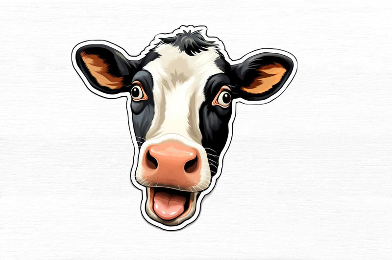Funny Cow Face Sticker Clipart png bundle - So Fontsy